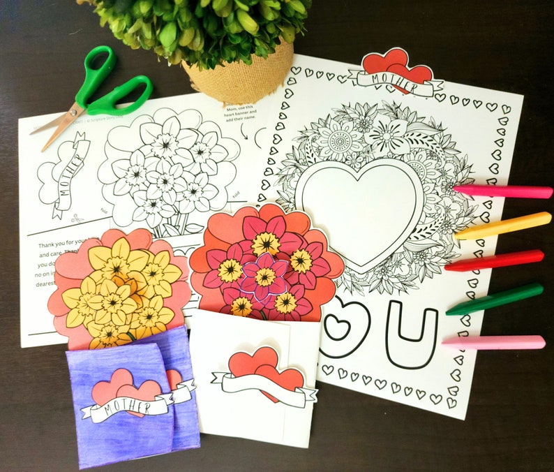 Printable Mother's Day Mom Birthday Flower Bouquet and - Etsy