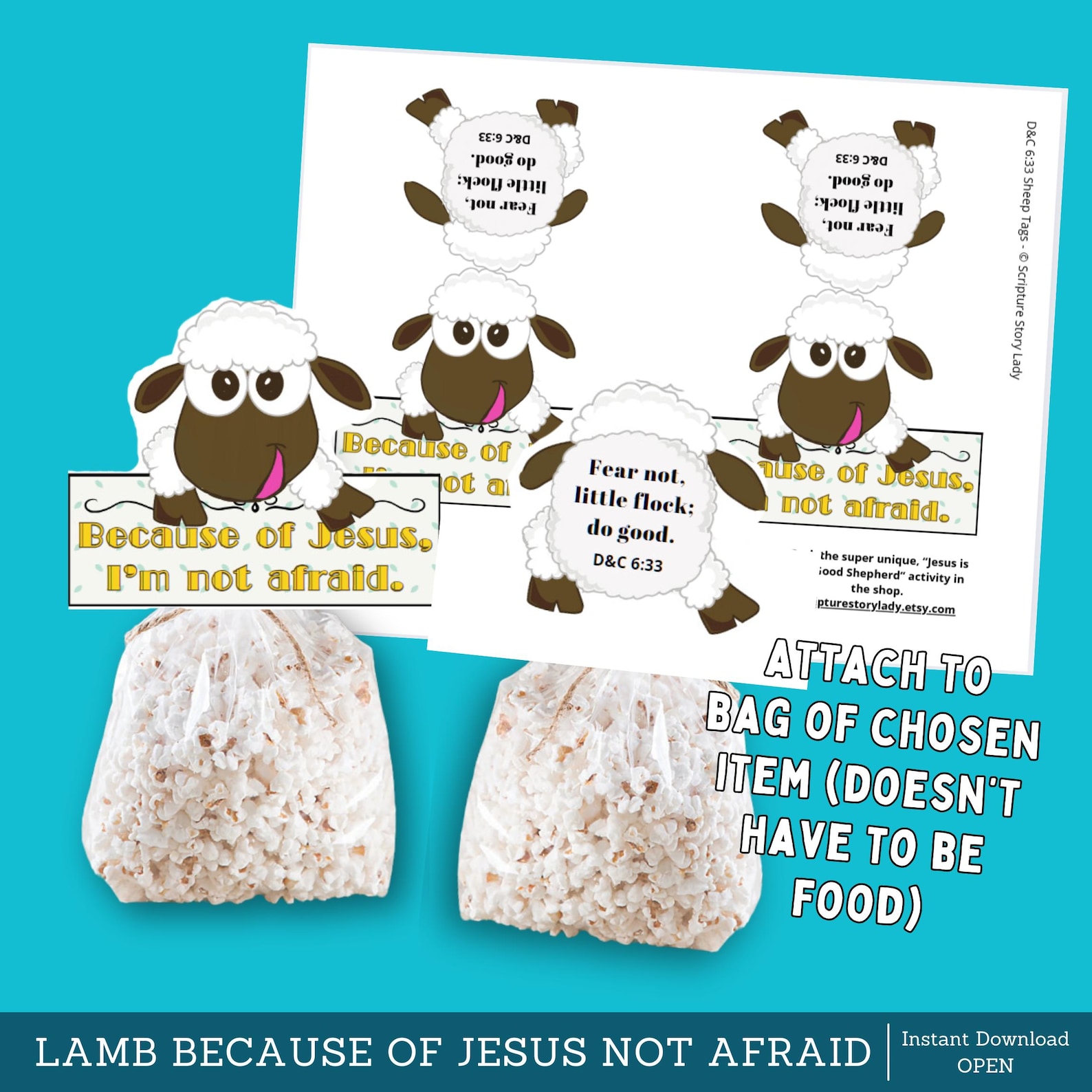 Lamb Because of Jesus I'm Not Afraid Handout Tags, D&C 6:33, LDS Come ...