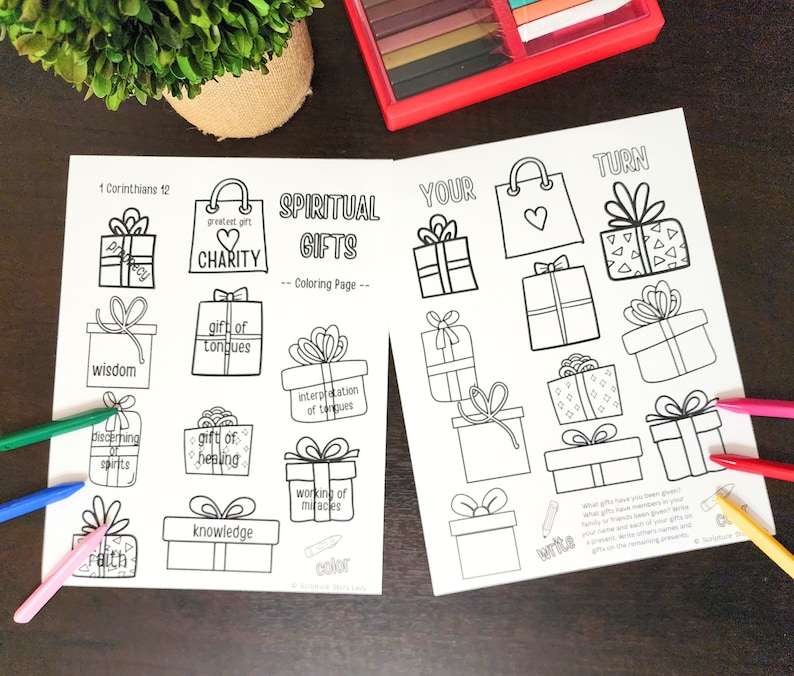 Gifts of Spirit 1 Cor. 12 Kids Bible Craft Spinner, Matching Folder ...