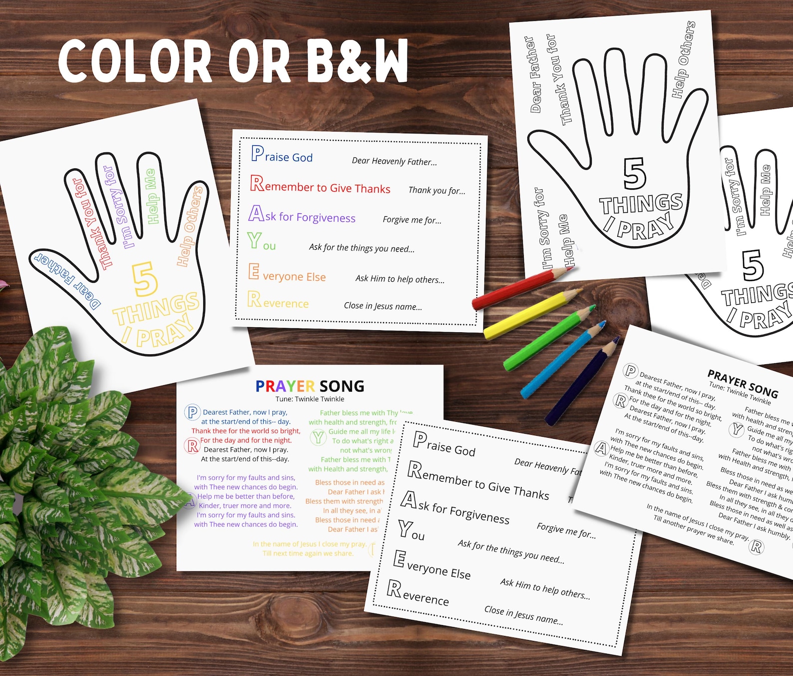 Learn to Pray: 5 Finger Prayer Hand Craft & Hearts Flipbook, Kids ...