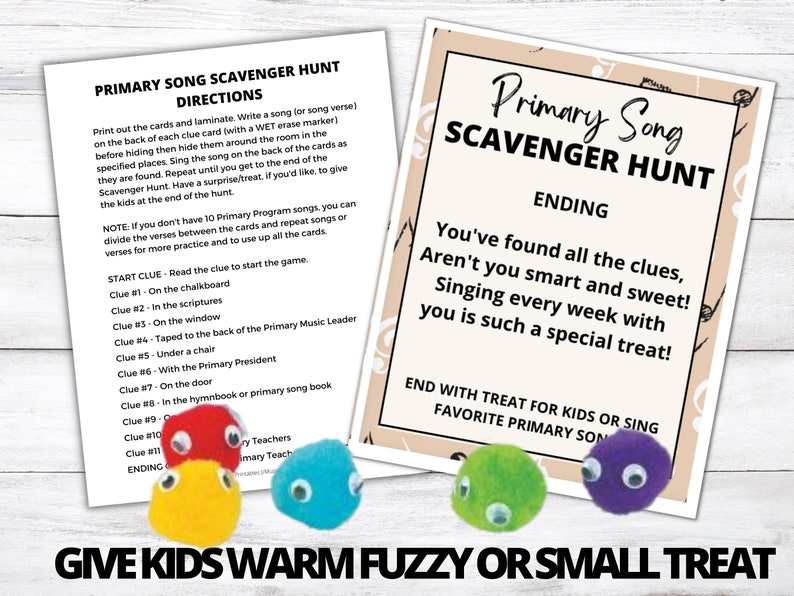 Primary Singing Time SCAVENGER HUNT Primary Song Review Primary Program ...