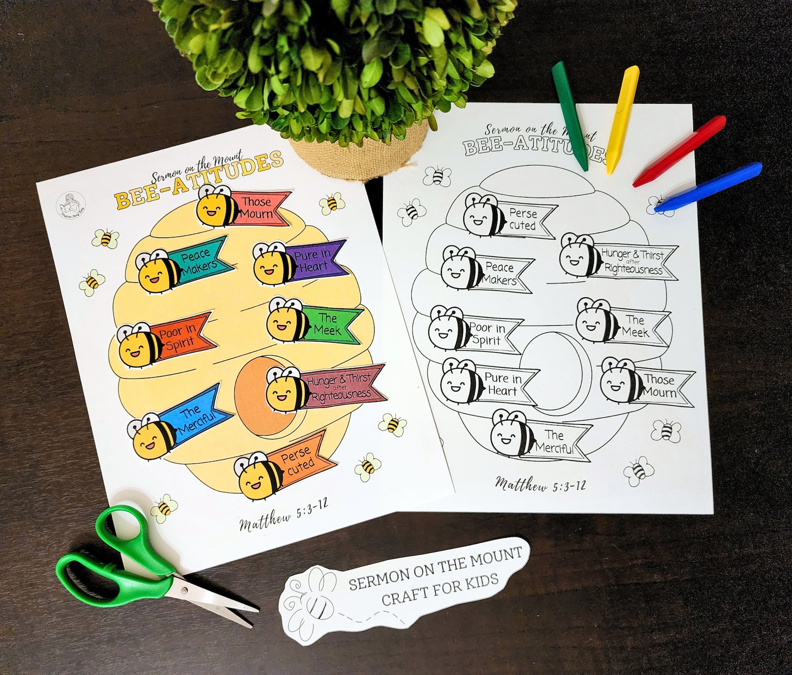 Beatitudes Kids Beehive Craft Activity, Sermon on Mount Matthew 5/luke ...