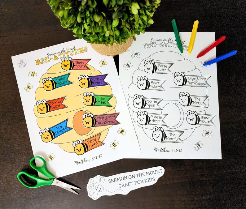 Beatitudes Kids Beehive Craft Activity, Sermon on Mount Matthew 5/luke ...