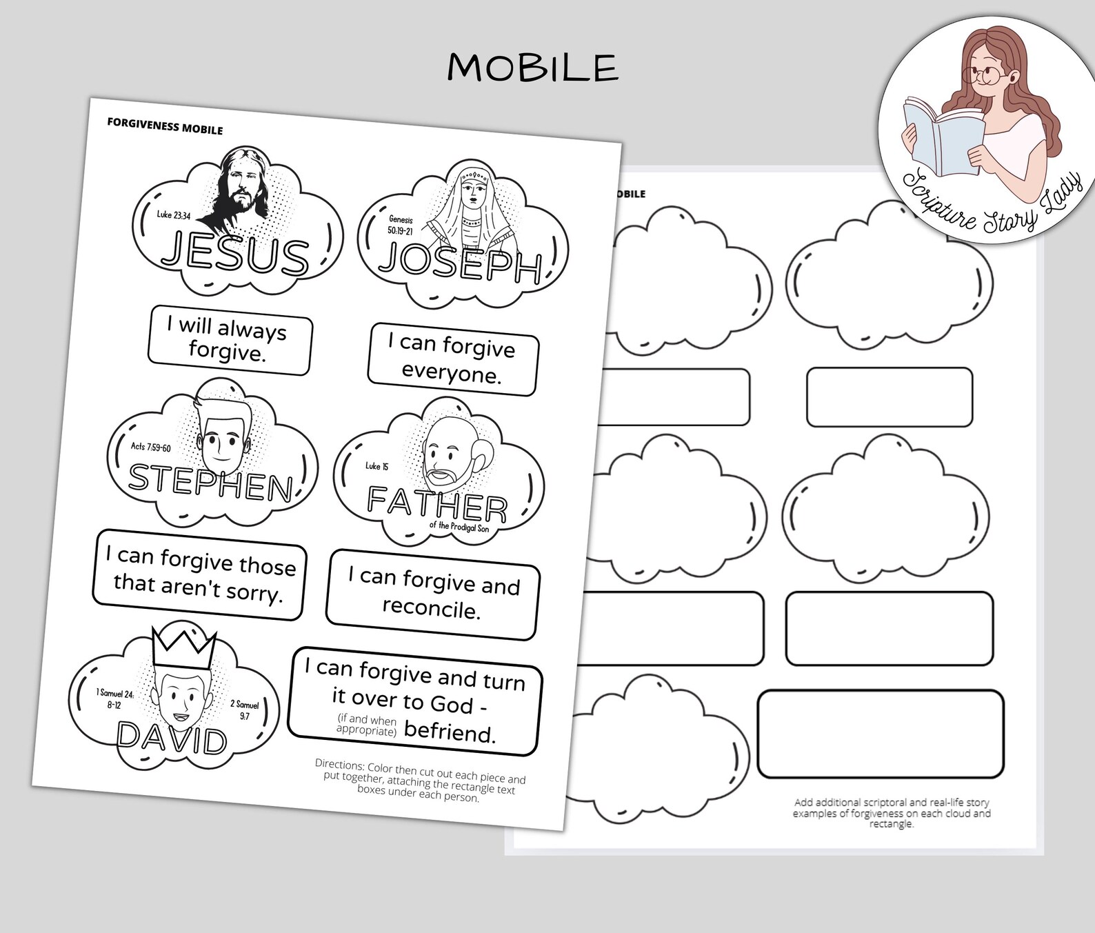 BIBLE-ONLY Forgiveness Mobile & Spinner Wheel Crafts, Come Follow Me ...