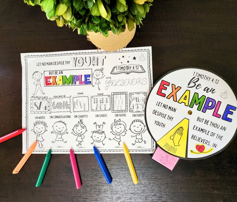 Good Example 1 Timothy 4:12, Coloring Spinner Wheel & Coloring Pg ...
