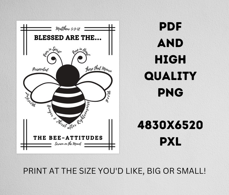 The Beatitudes Bee Picture Wall Display | Sermon on the Mount Matthew 5 ...