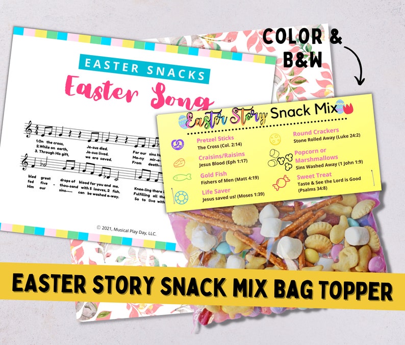 7 Snacks to the Signs & Symbols of Easter Bag Topper Gift Tag and ...
