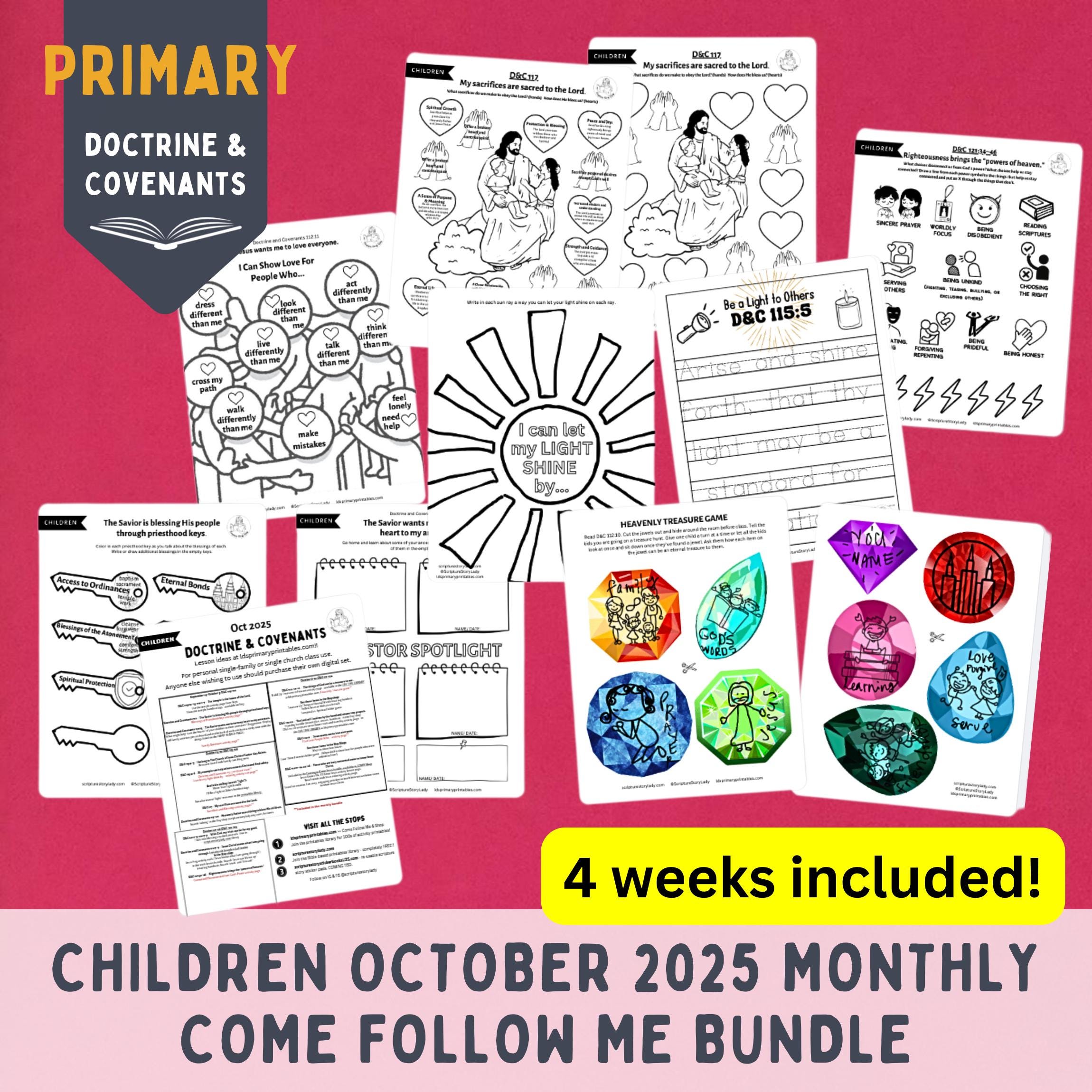 October 2025 D&C, LDS Primary Children Come Follow Me Monthly Bundle ...