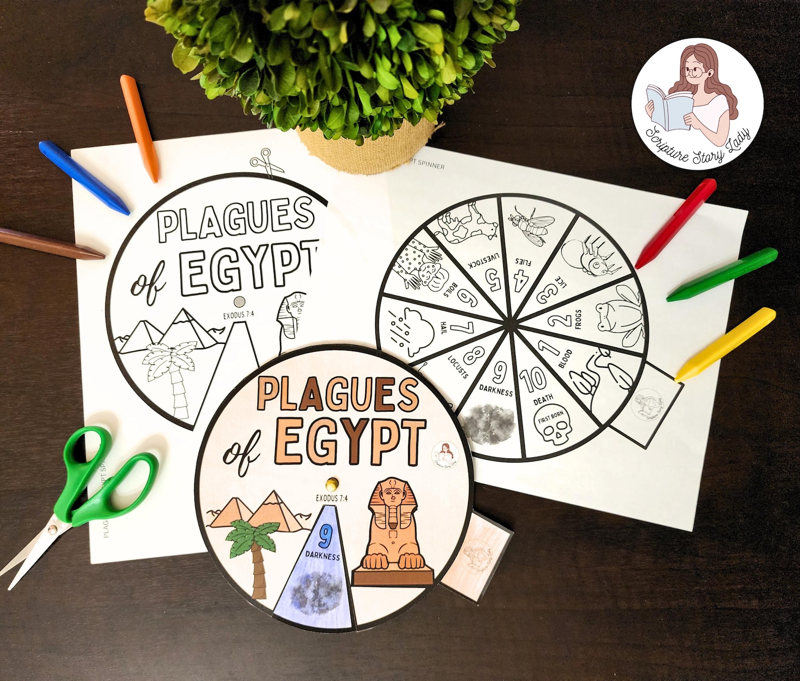 Bible Moses Plagues of Egypt Coloring Spinner Wheel - Passover Lesson ...
