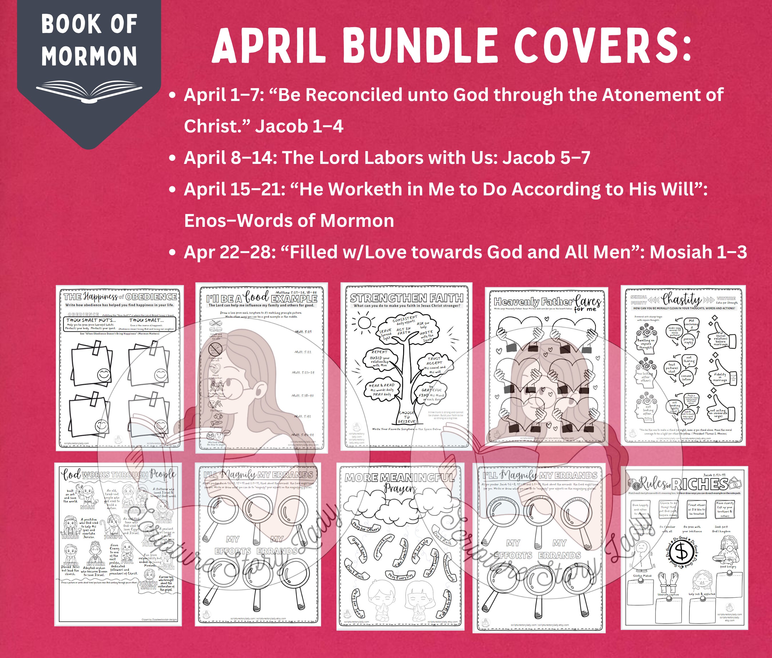 Come Follow Me 2024 Book of Mormon APRIL Bundle, Jacob 1-7, Enos ...