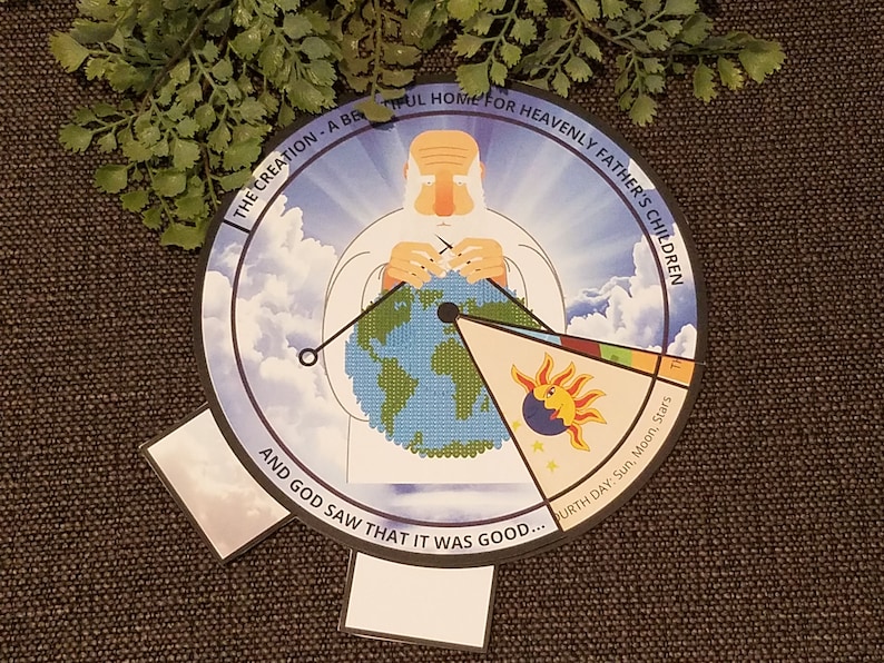 THE CREATION Genesis Scripture Story Wheels Color B&W Kid Bible Craft ...