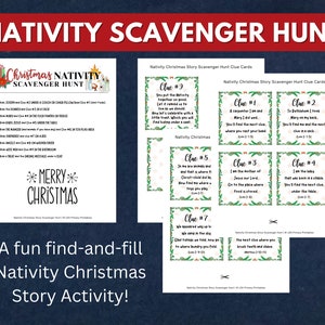 Nativity Christmas Bible Story Scavenger Hunt & Coloring Placemats ...
