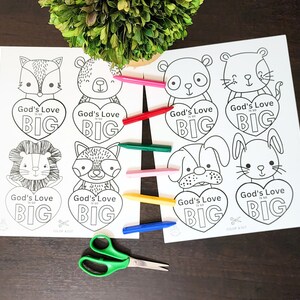 God's Love Kids Coloring Craft Bundle: God's Love so Big Animal ...