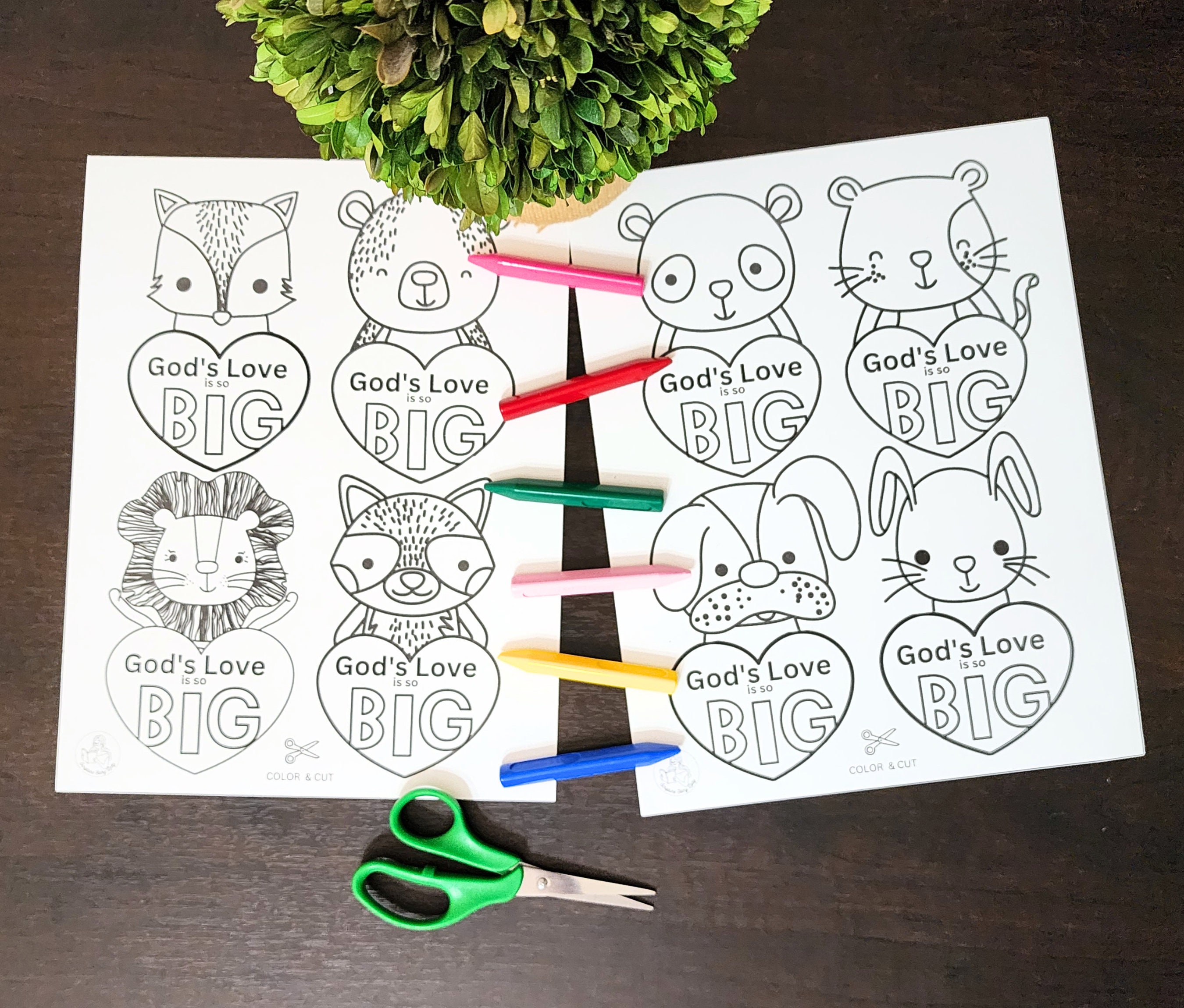 God's Love Kids Coloring Craft Bundle: God's Love so Big Animal ...