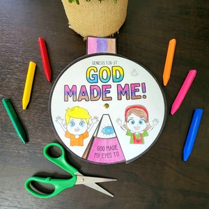 God Made Me Genesis & Psalm Coloring Spinner Wheels, Coloring Pgs ...