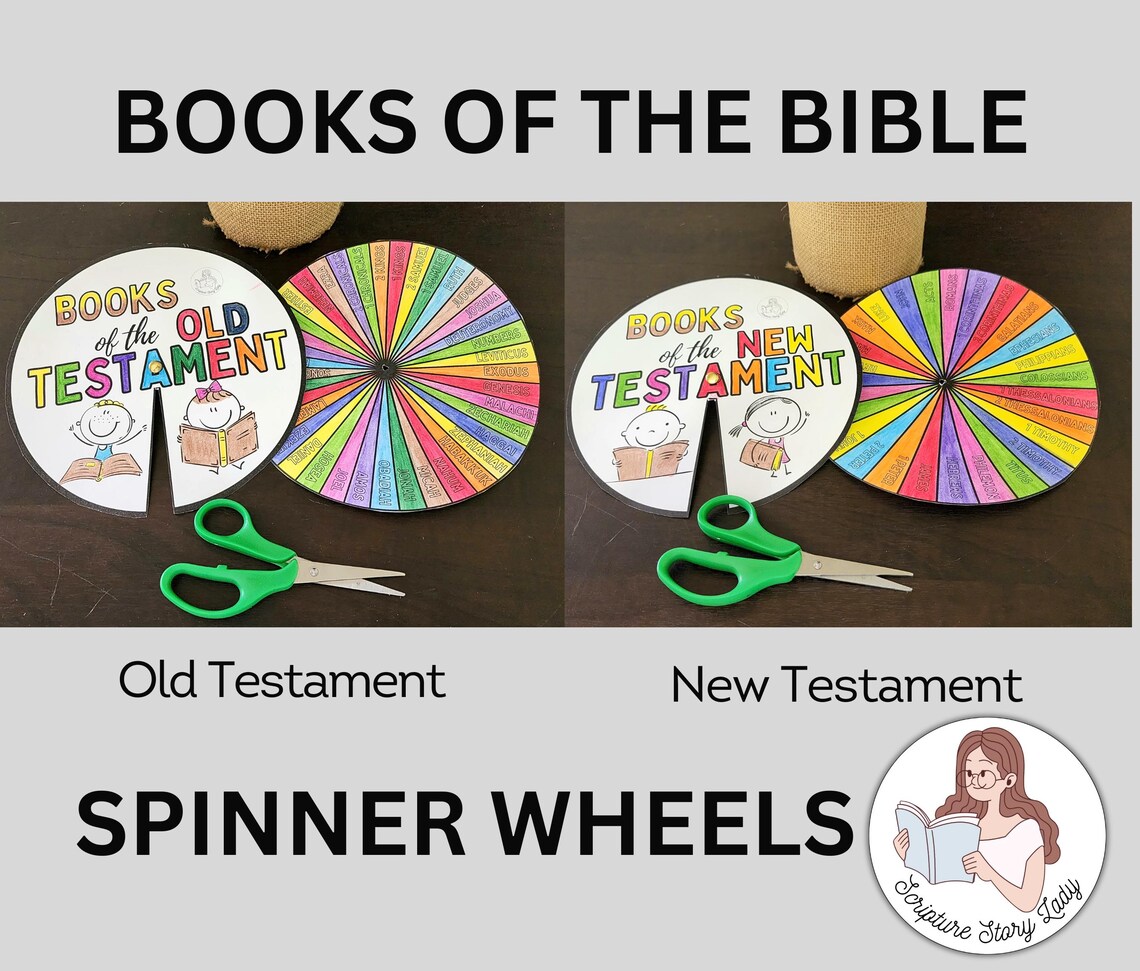 Books of the Bible: Old & New Testament Coloring Spinner Wheels - Bible ...