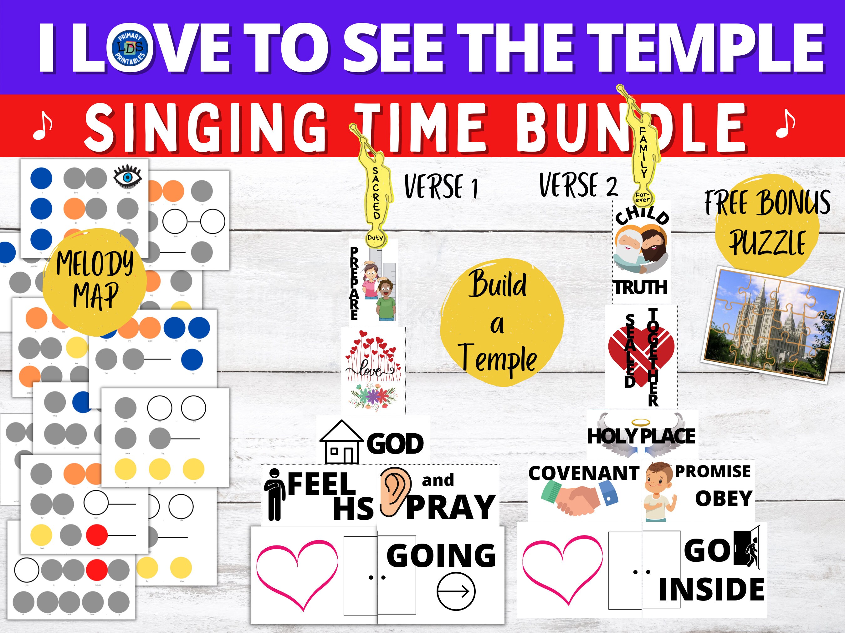 I Love to See the Temple BUNDLE: Melody Map, Build a Temple, Puzzle ...