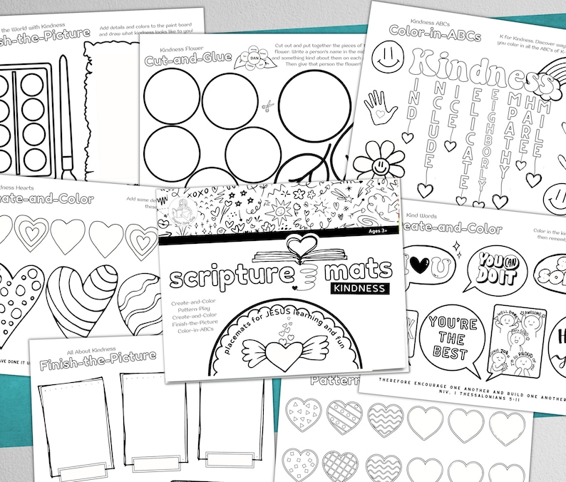 Kindness 8 Scripture Activity Place Mats | Kindness Bible Lesson ...