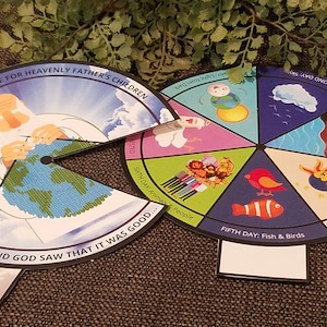 THE CREATION Genesis Scripture Story Wheels Color + B&W | Kid Bible ...