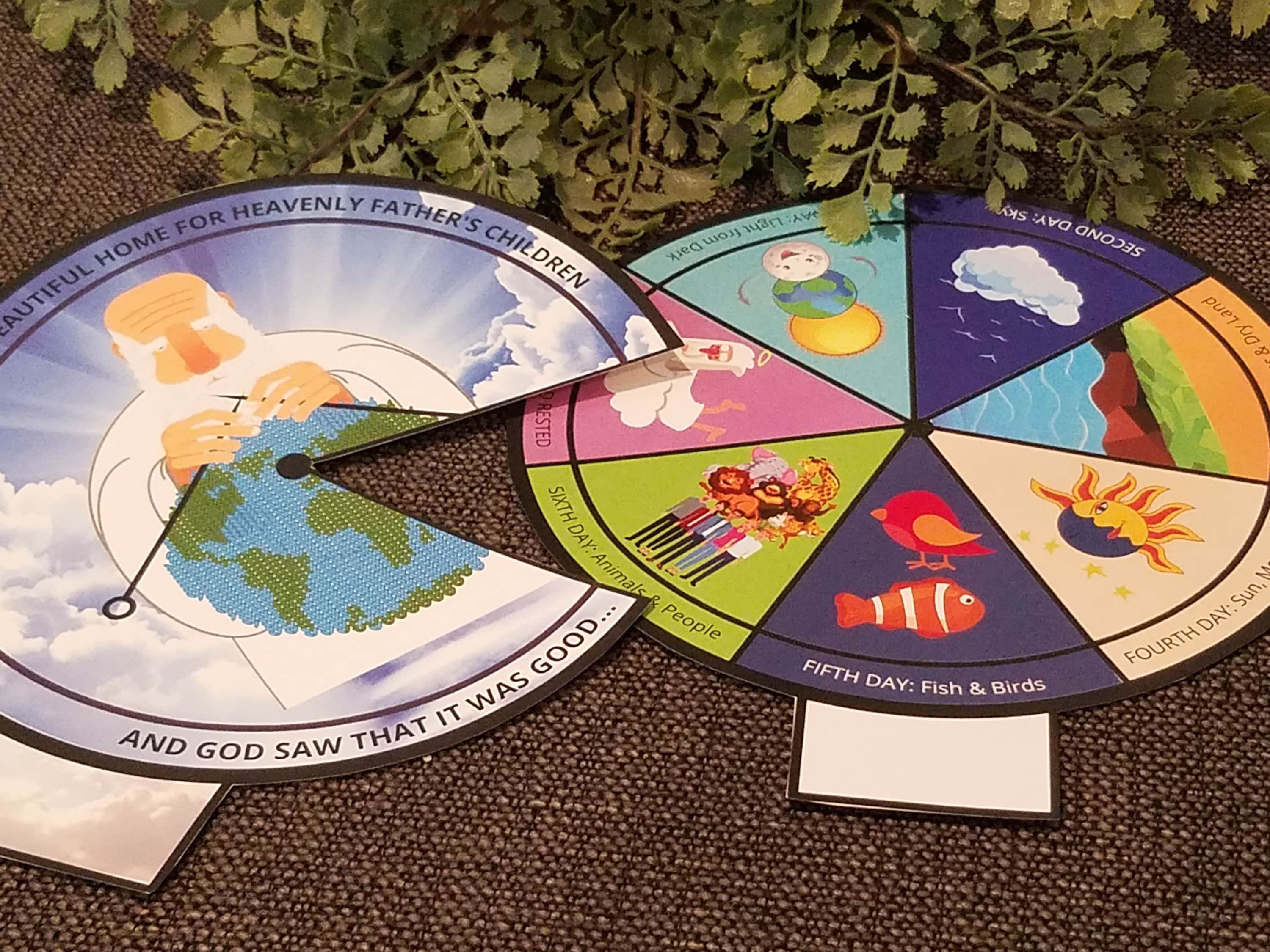 THE CREATION Genesis Scripture Story Wheels Color B&W Kid Bible Craft ...