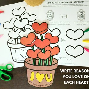 I Love You Heart Flowers Pot Printables - Mother's Father's Day Mom Dad ...