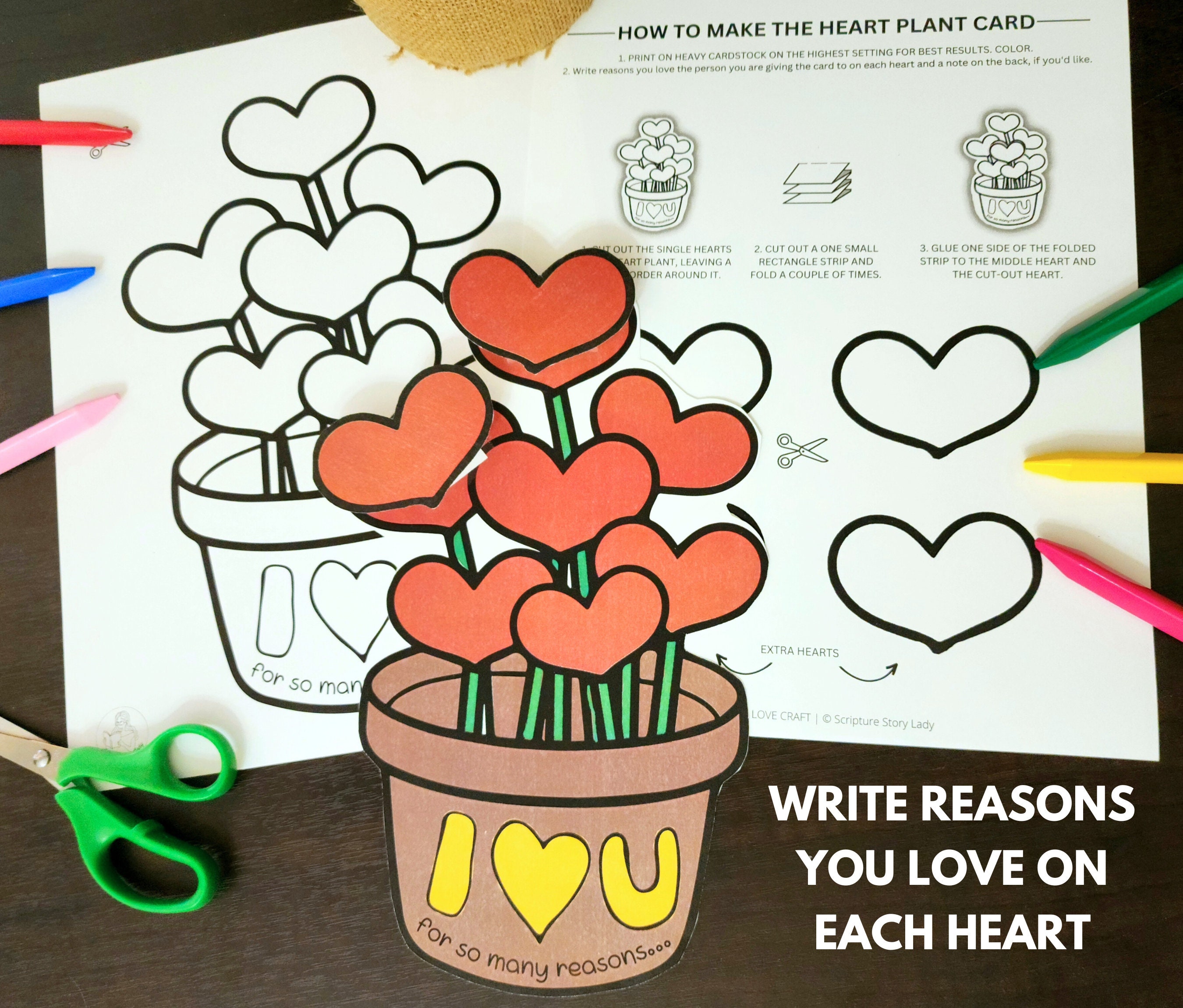 I Love You Heart Flowers Pot Printables Mother's - Etsy