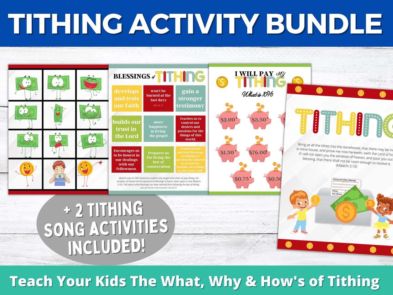 Tithing Kids Activity Bundle: Folder Game, Coloring, Tithing Song ...