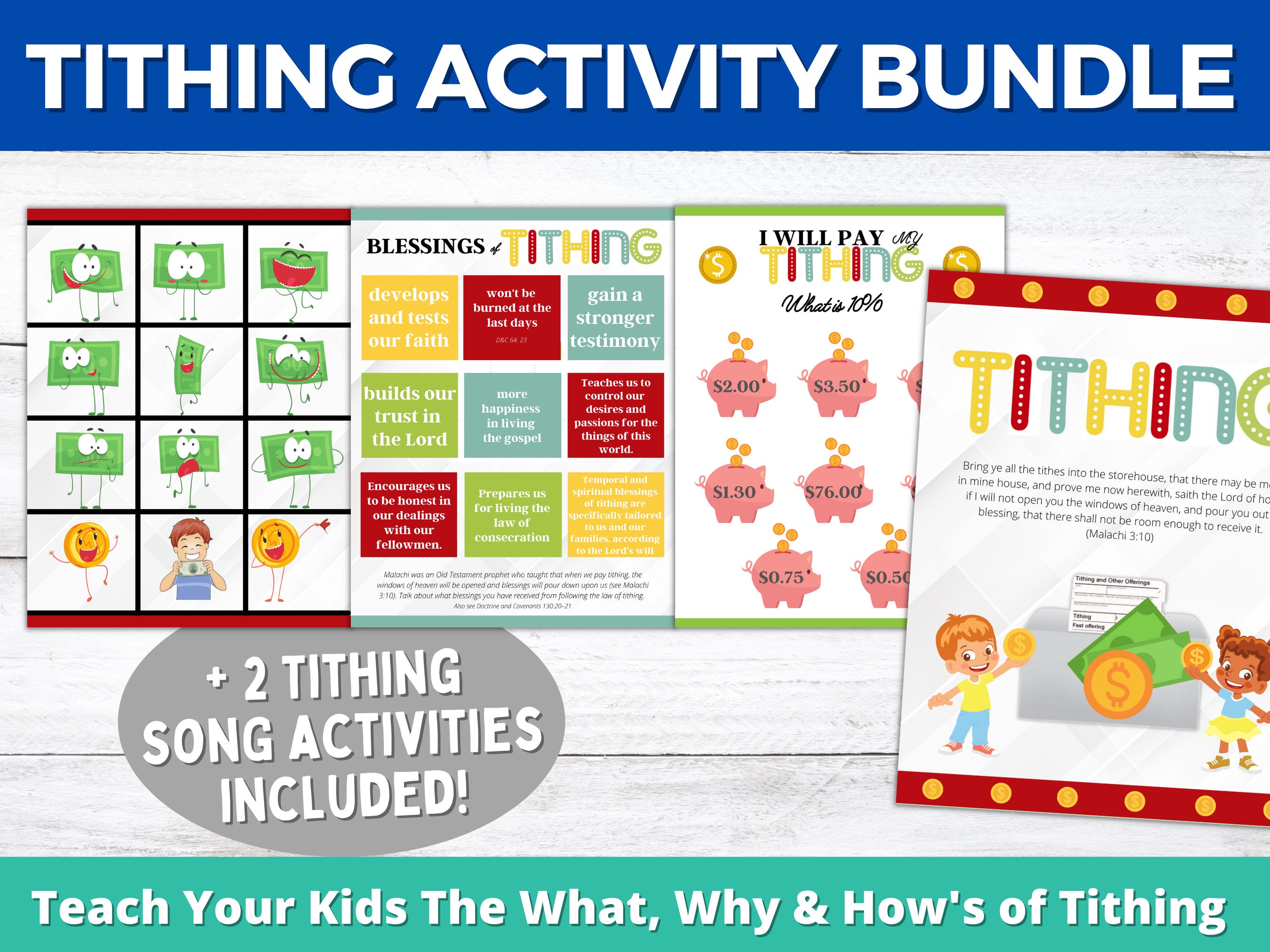 Tithing Kids Activity Bundle: Folder Game, Coloring, Tithing Song ...