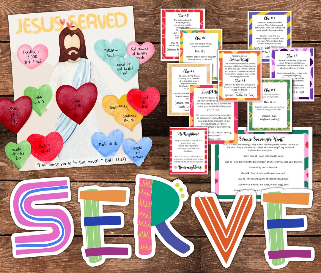 Service Scavenger Hunt, Jesus Served Play Mat, Service Kids Activity ...