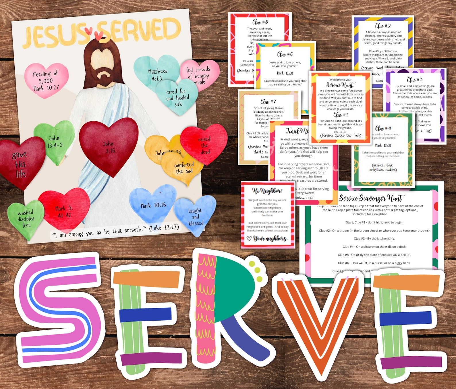 Service Scavenger Hunt, Jesus Served Play Mat, Service Kids Activity ...