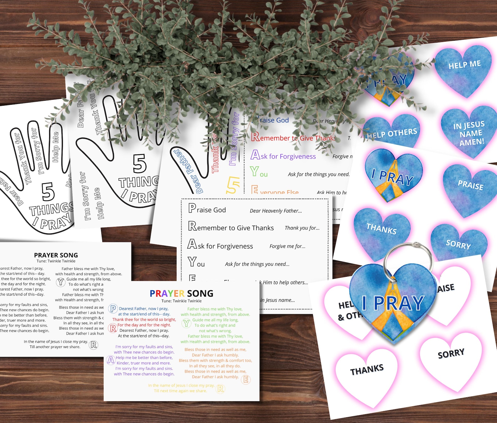 Learn to Pray: 5 Finger Prayer Hand Craft & Hearts Flipbook, Kids ...