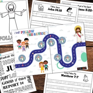 Following Jesus Activity Bundle | Kids Bible Printable Folder Game ...