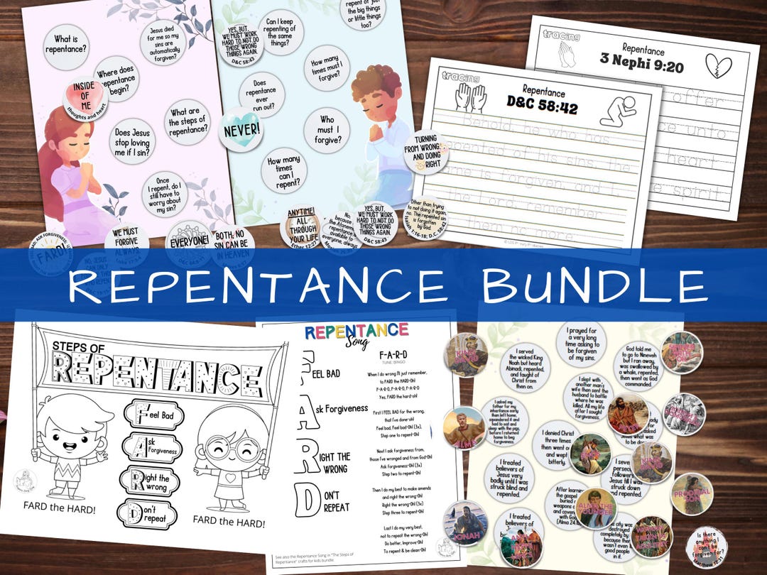 Repentance Activity Bundle: LDS Come Follow Me, Matching, Coloring Page ...