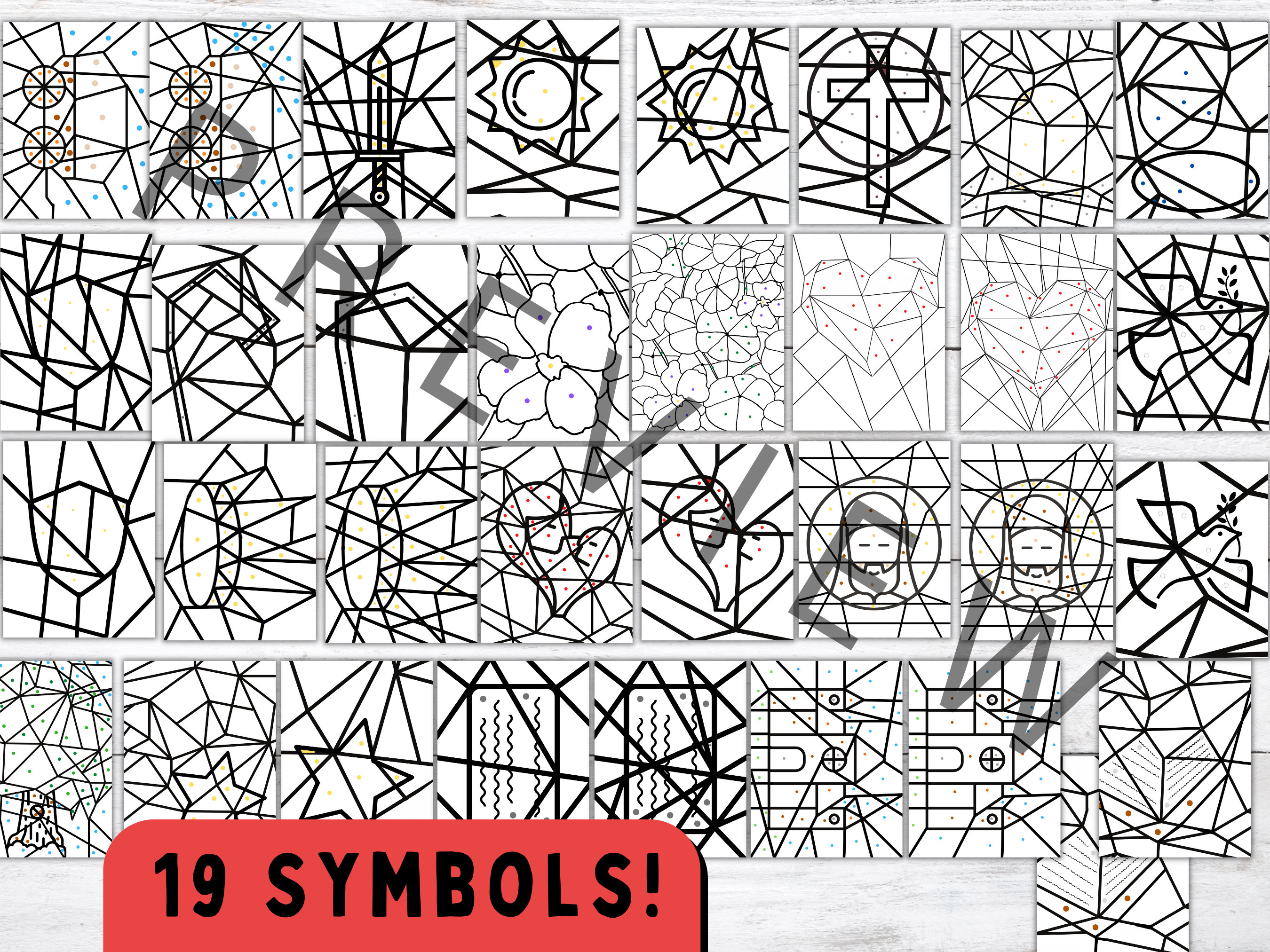 34 Scripture Symbol Coloring Pages Kids Bible Crafts Puzzles - Etsy