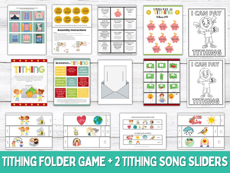Tithing Kids Activity Bundle: Folder Game, Coloring, Tithing Song ...