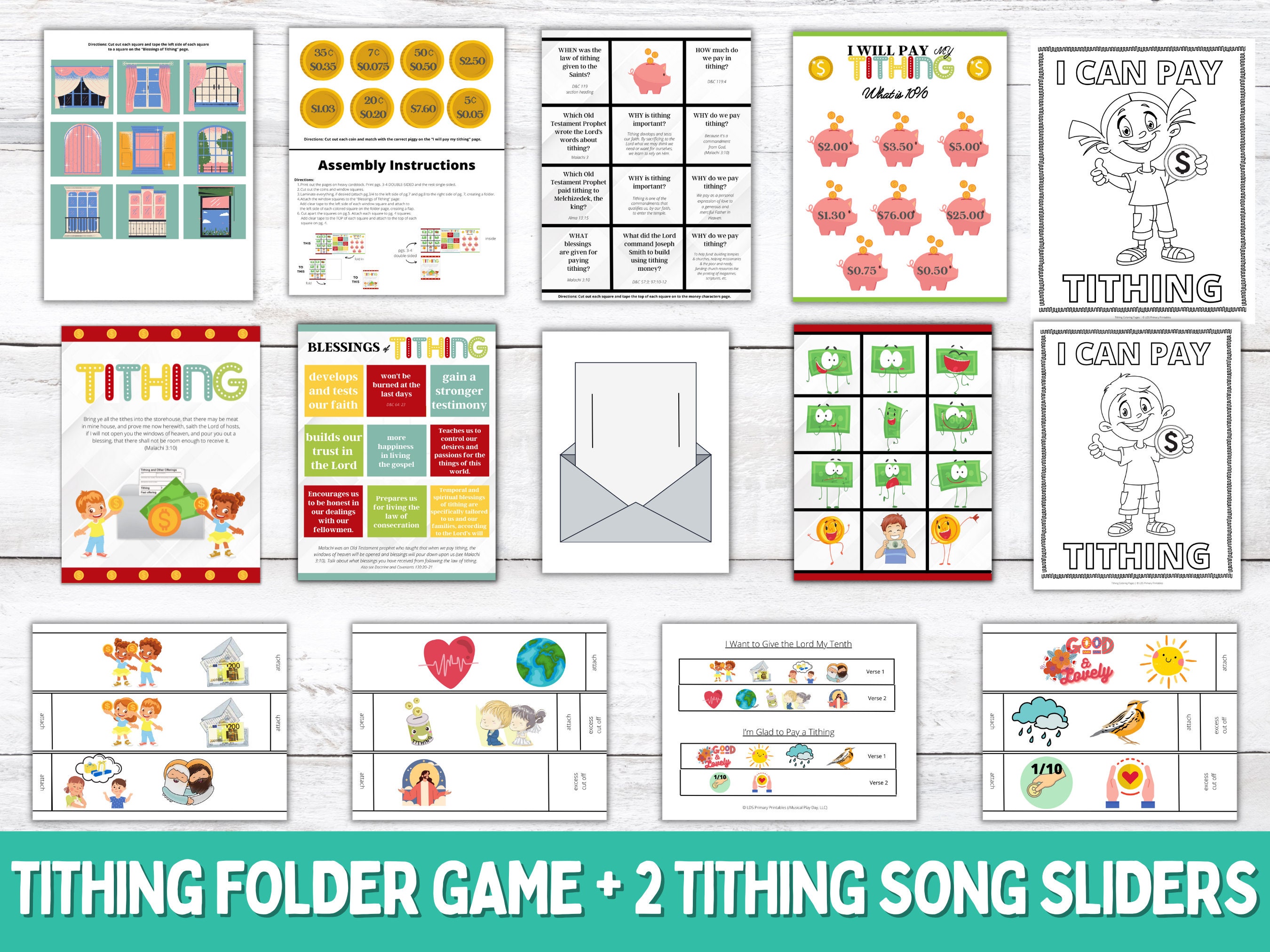 Tithing Kids Activity Bundle: Folder Game, Coloring, Tithing Song ...