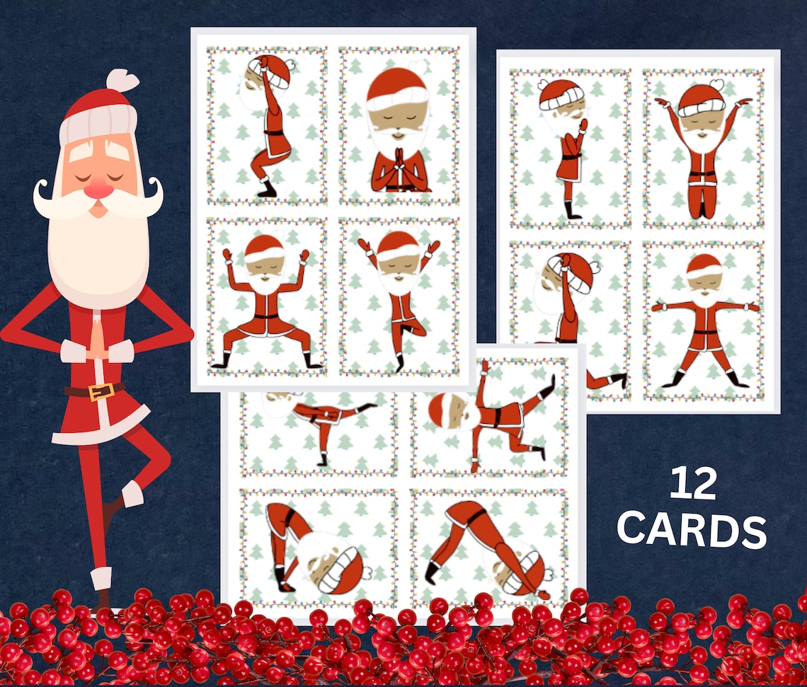 Santa Yoga Pose Cards Kids Brain Breaks LDS Primary Singing Time ...