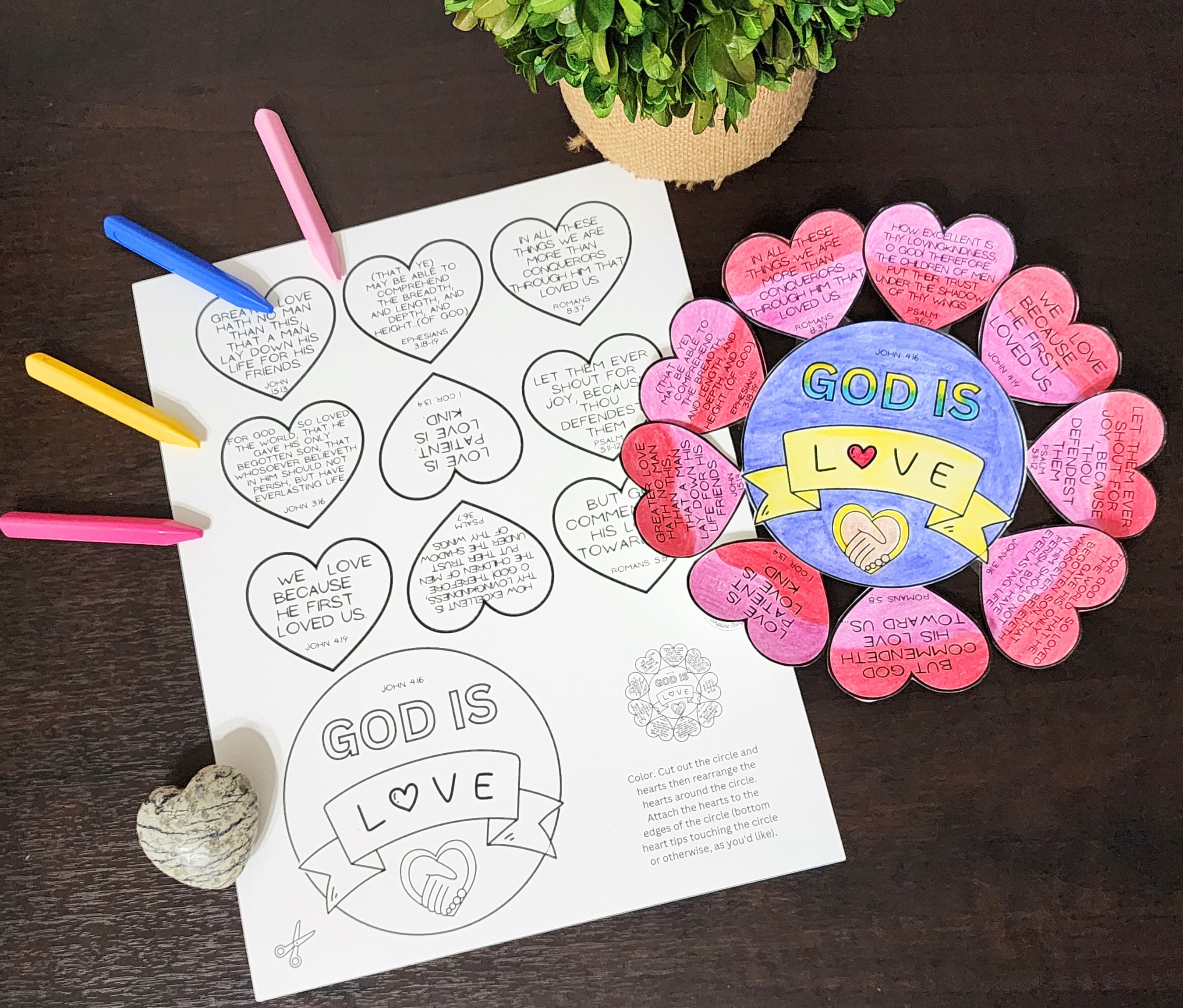 God is Love Wreath Craft John 4:16 Kids Bible Craft and Coloring Page ...