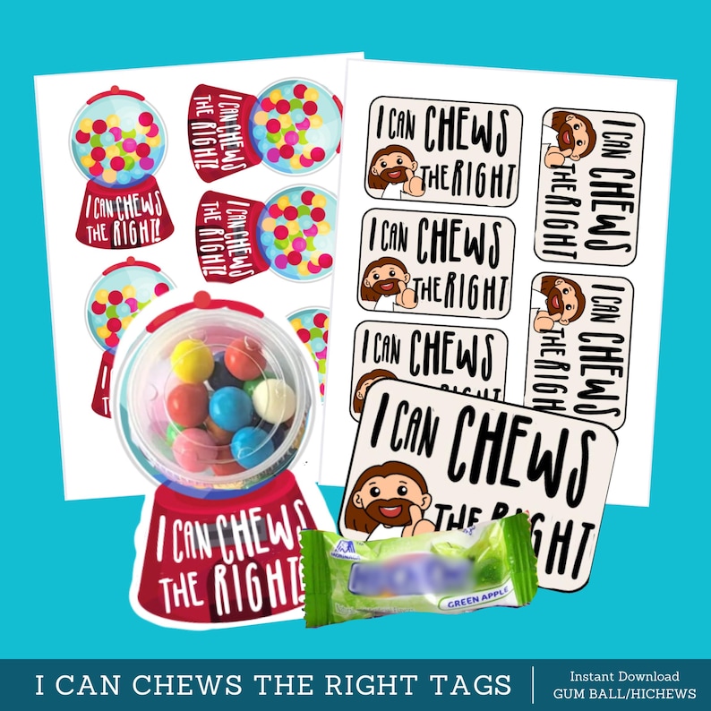 I Can Chews (choose) the Right Handout Tags, 3 Versions, LDS Come ...