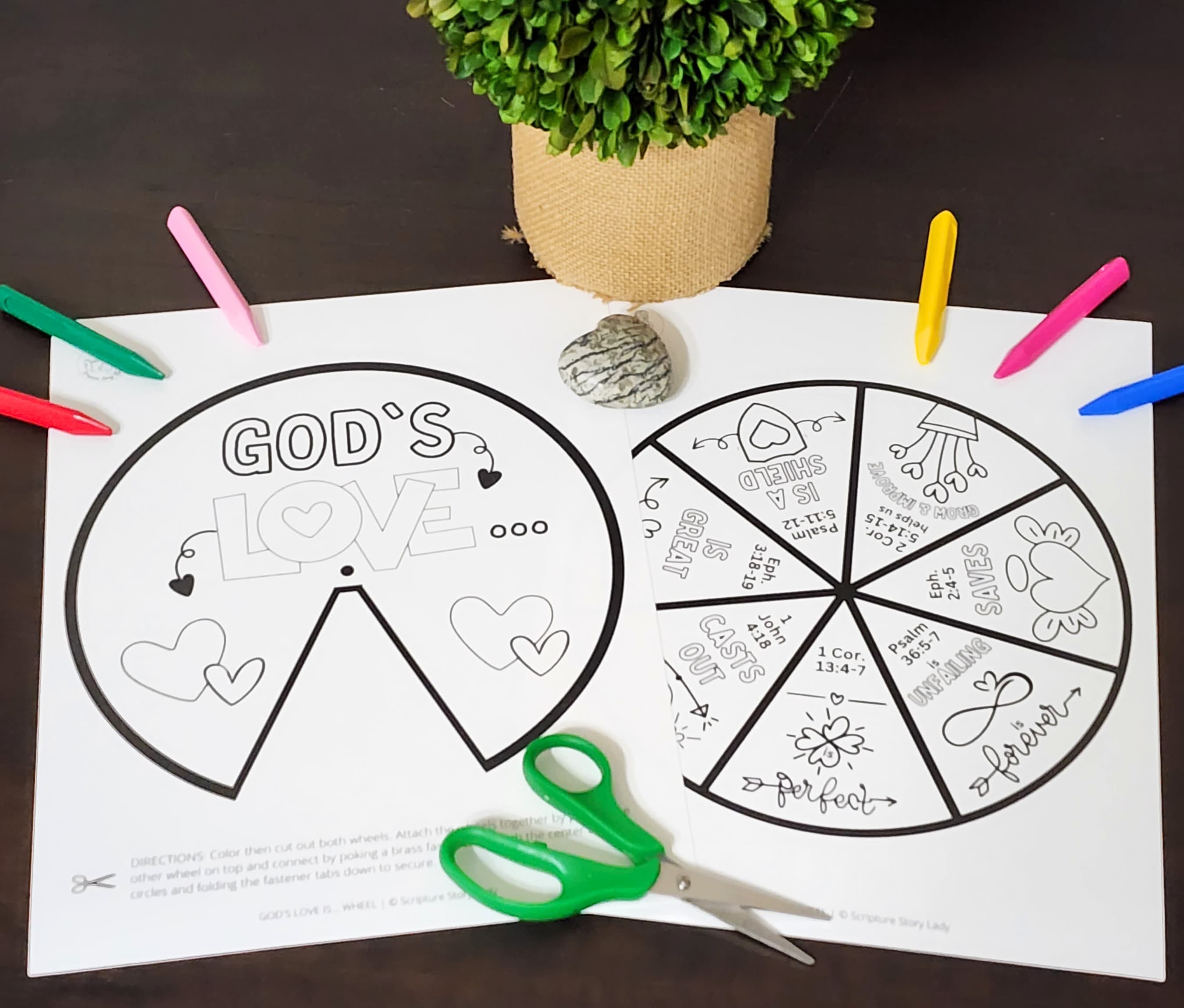 God's Love Coloring Spinner Wheel Craft & Coloring Pg Kids Bible Scripture Verses Lesson ...