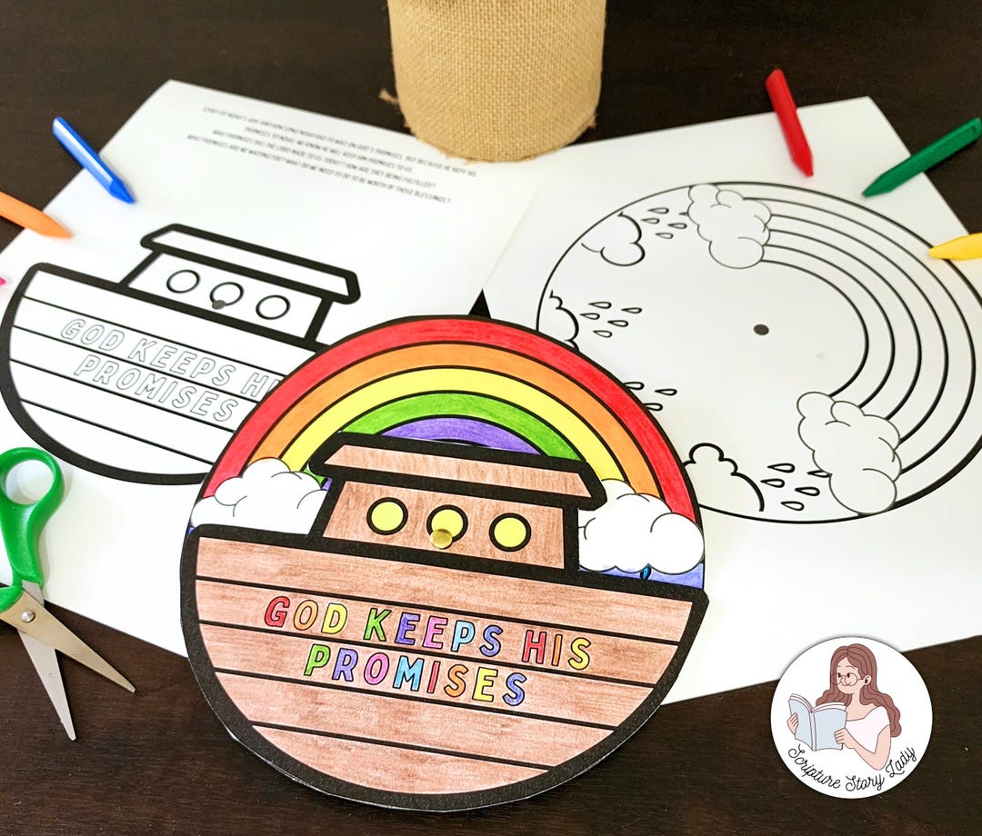 Noah & the Ark Flood Coloring Spinner Wheel and Coloring Pg - God Keeps ...