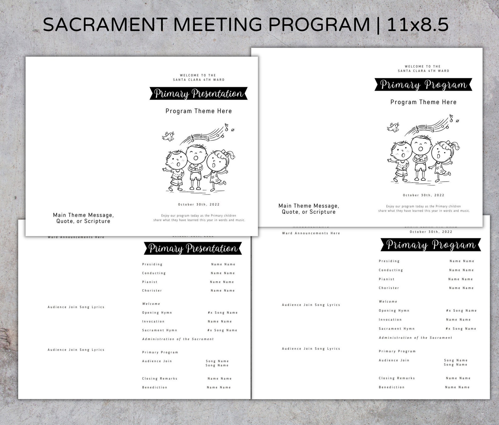 Editable LDS Primary Singing Time Program Presentation Big Bundle Sacrament Program, Primary ...