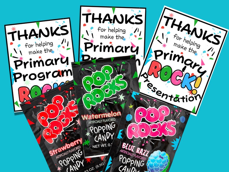 Pop Rocks Gift Tag: Thanks for Helping Make the Primary - Etsy