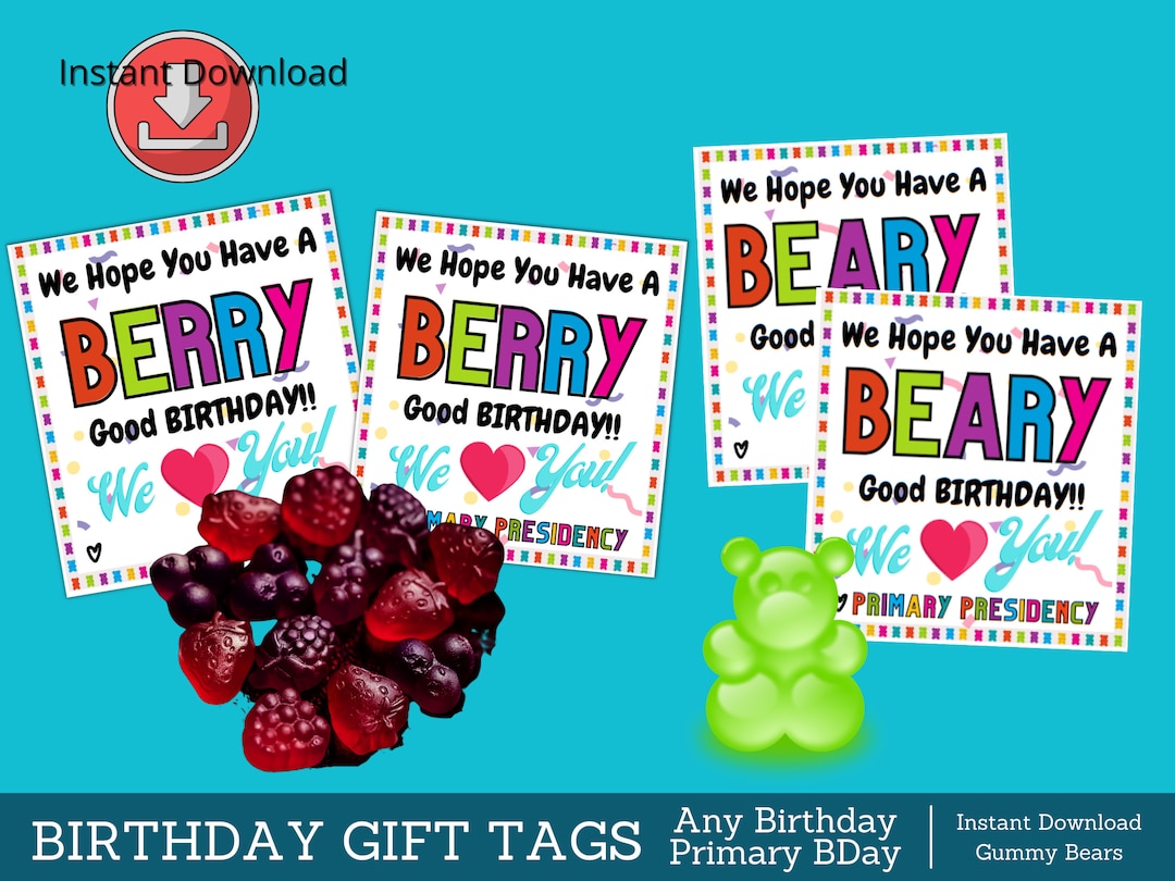 Gummy Bear Gift Tags for LDS Primary or Birthday, Candy Birthday Gift ...