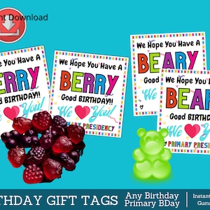 Happy Birthday Gift Tags: Any Birthday & Primary Birthday | Gummy Bear ...