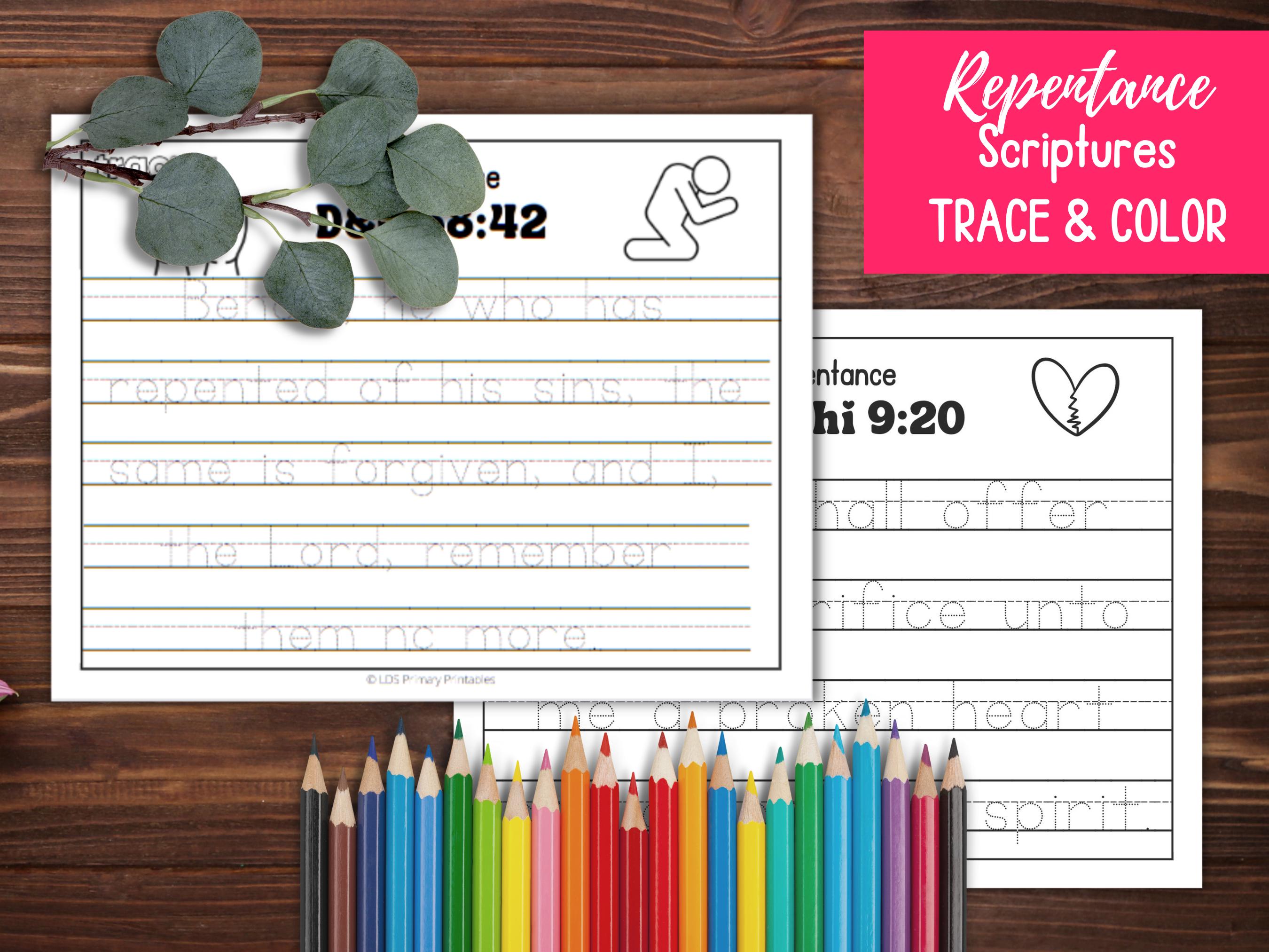 Repentance Activity Bundle: LDS Come Follow Me, Matching, Coloring Page ...