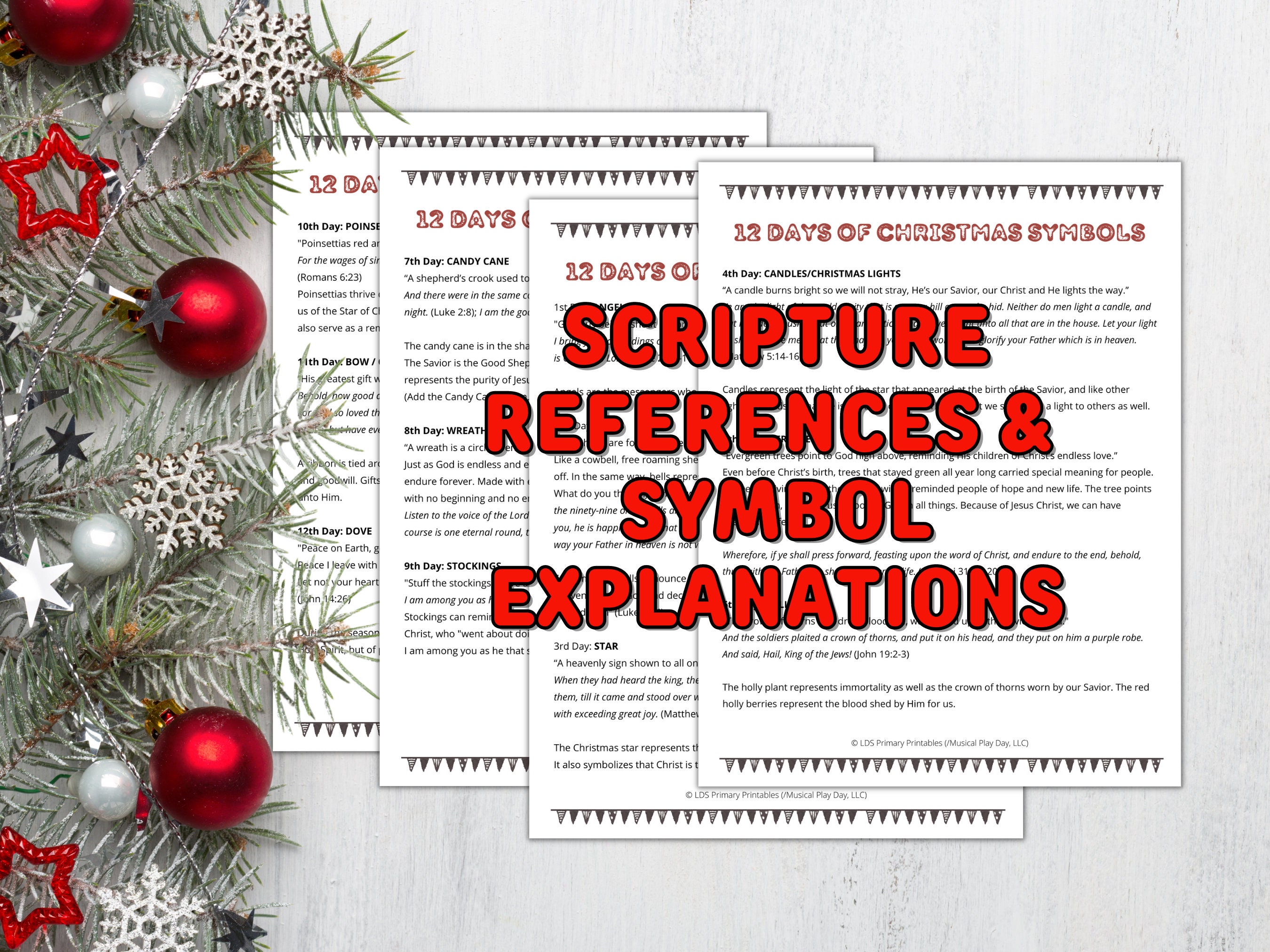 Twelve SYMBOLS of Christmas Card Poems & Giant Coloring Poster 12 Days ...