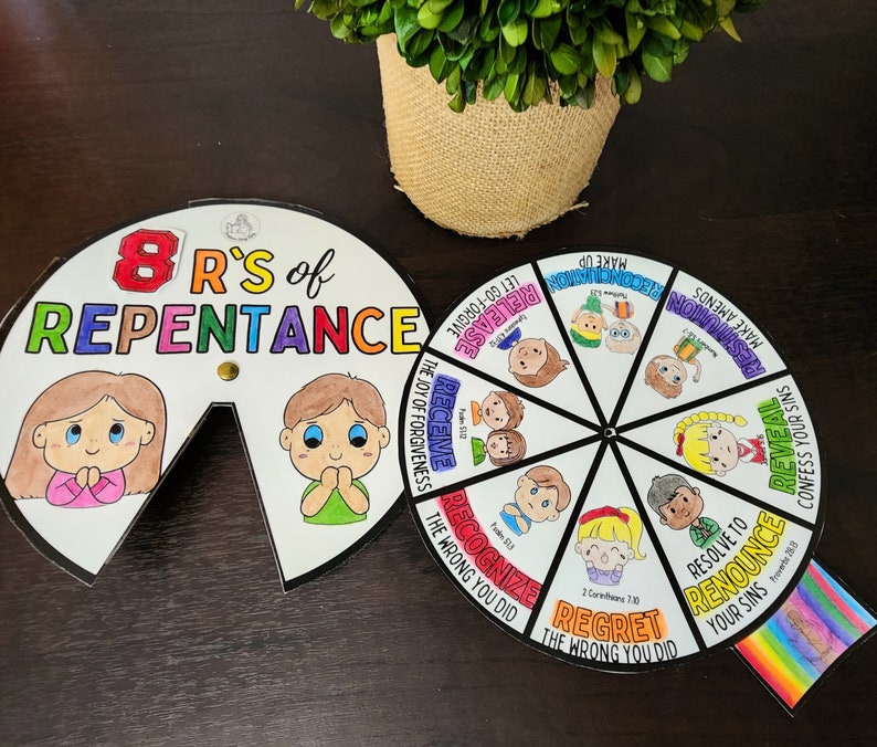 Steps of Repentance Coloring Spinner Wheel & Coloring Pg isaiah 1:18 ...