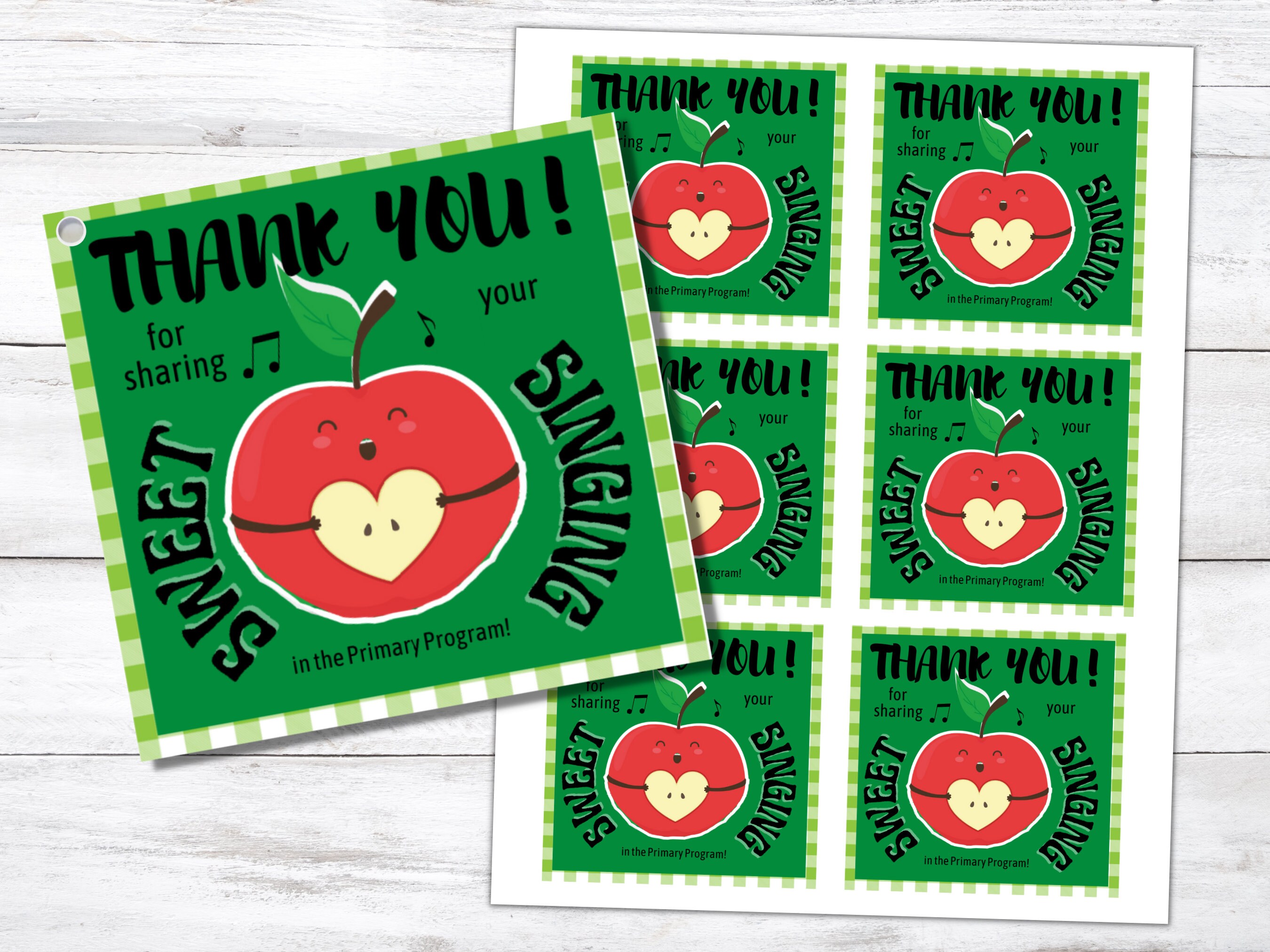 Primary Program APPLE Gift Tags: "thank You for Sharing Your Sweet ...