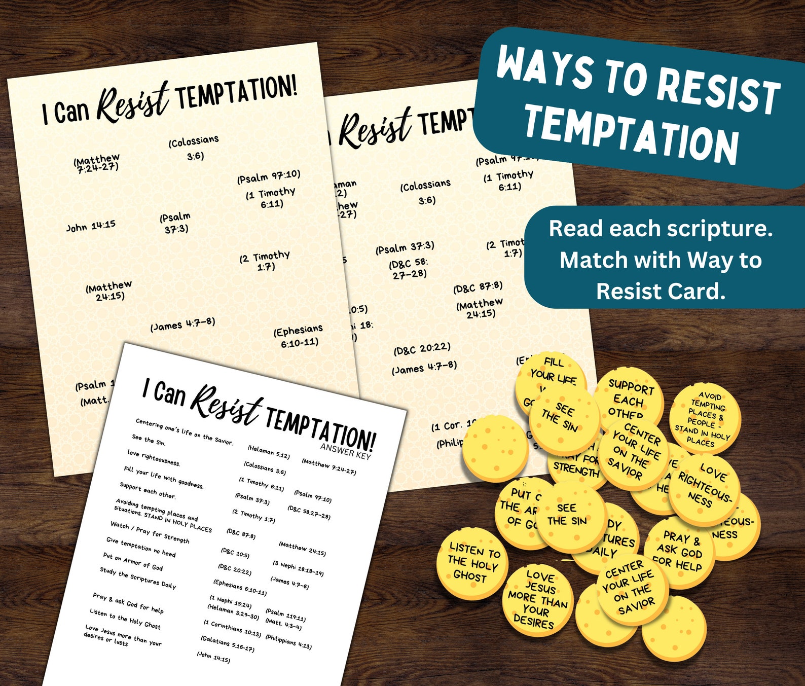 Temptation Activity Bundle Scenarios, Scriptures Match, Gospel Helps ...